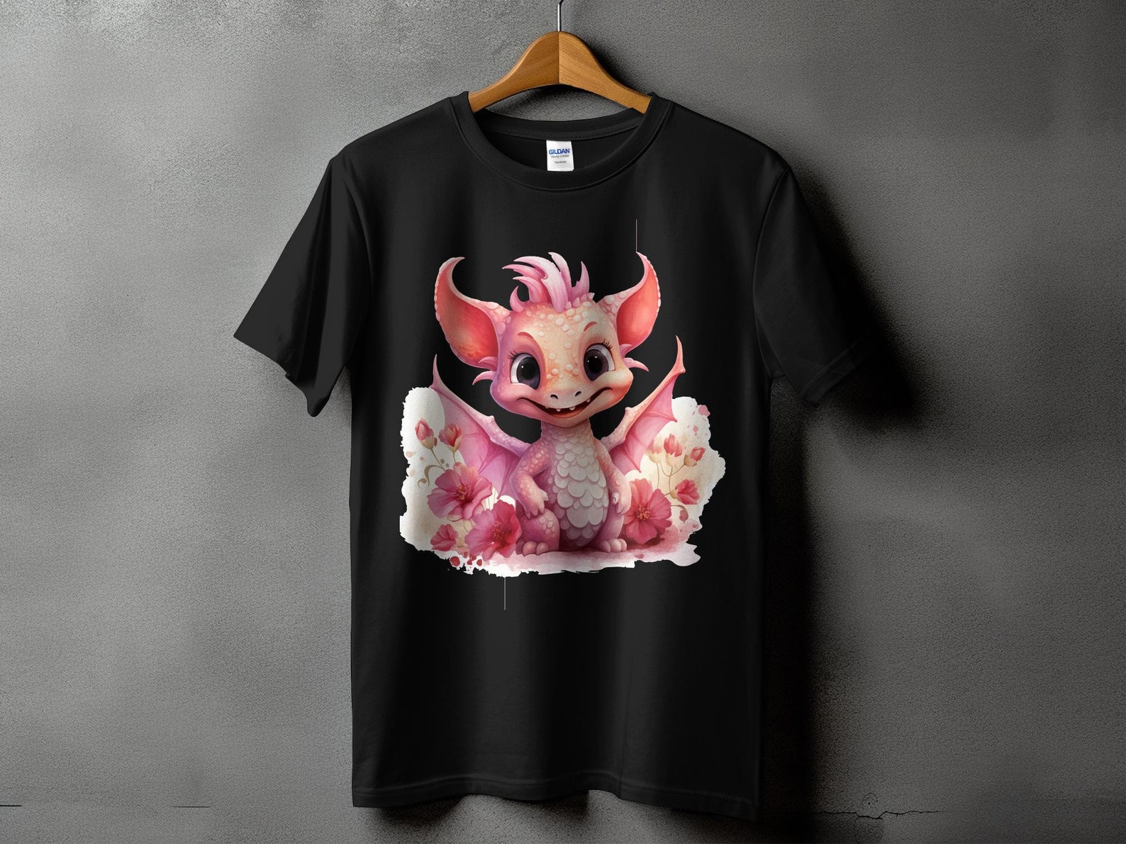 Cute Pink Baby Dragon Clipart Bundle, Watercolor Fantasy Floral Dragon ...