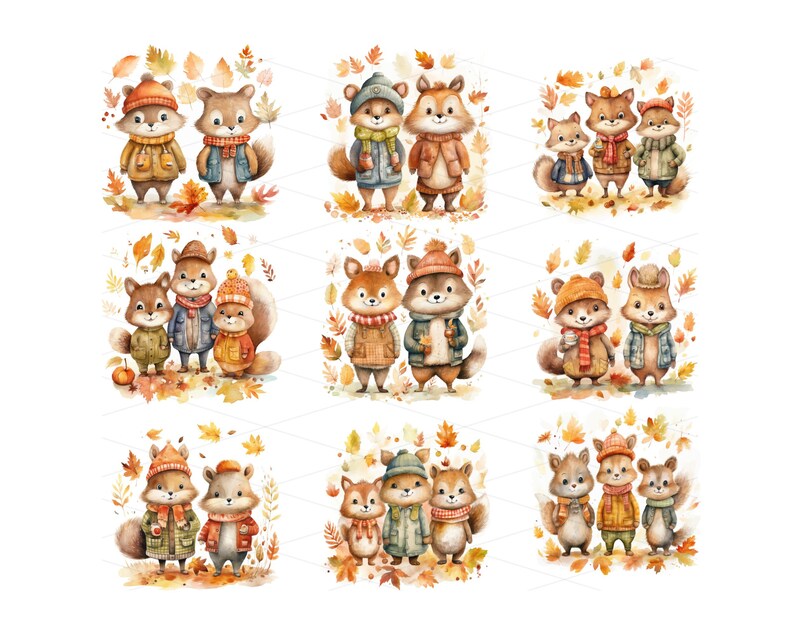 Woodland Animal Clipart, Watercolor Autumn Animal Clipart, Autumn ...