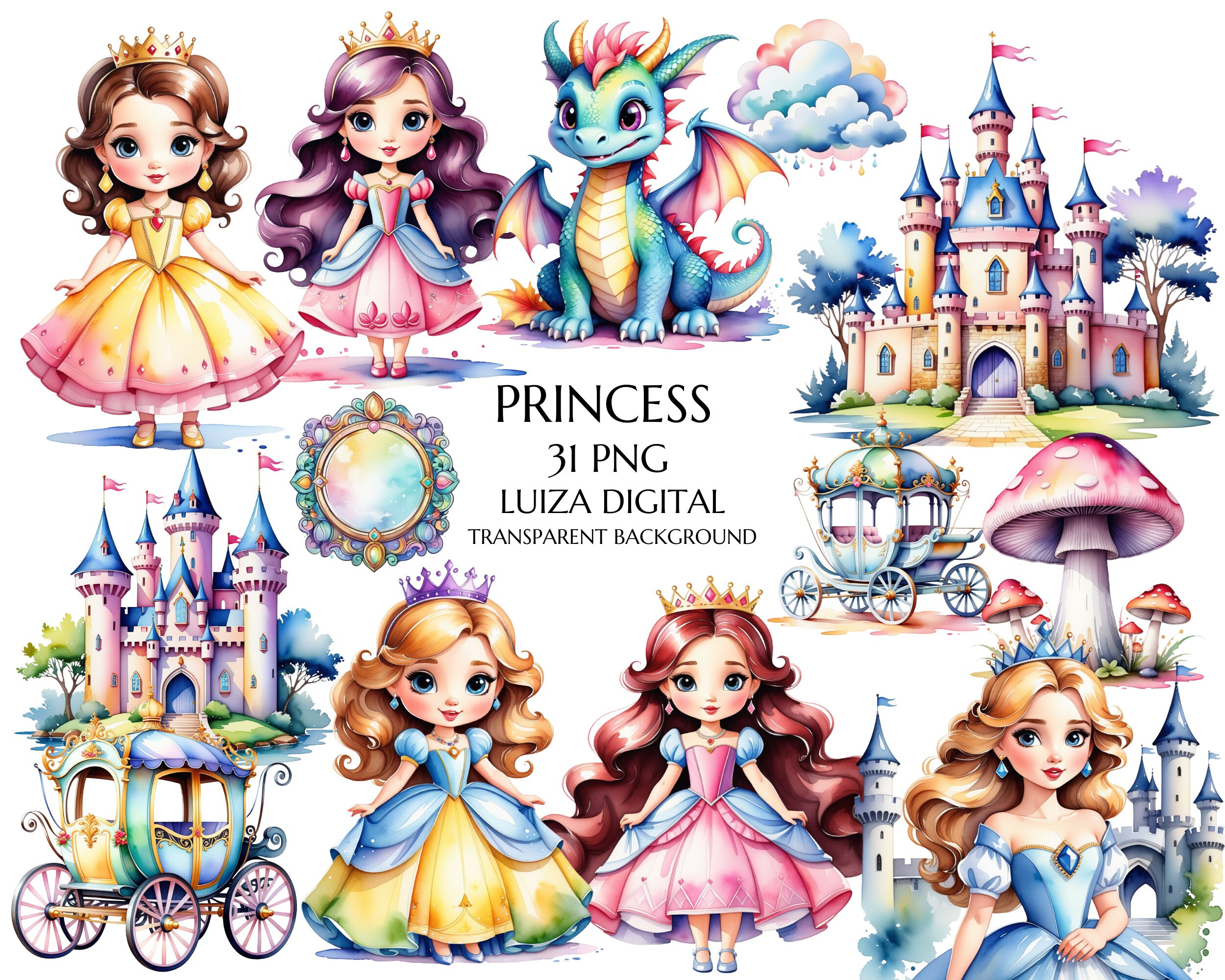 Little Princess Clipart | Birthday Princess Clipart, Castle PNG| Pink ...
