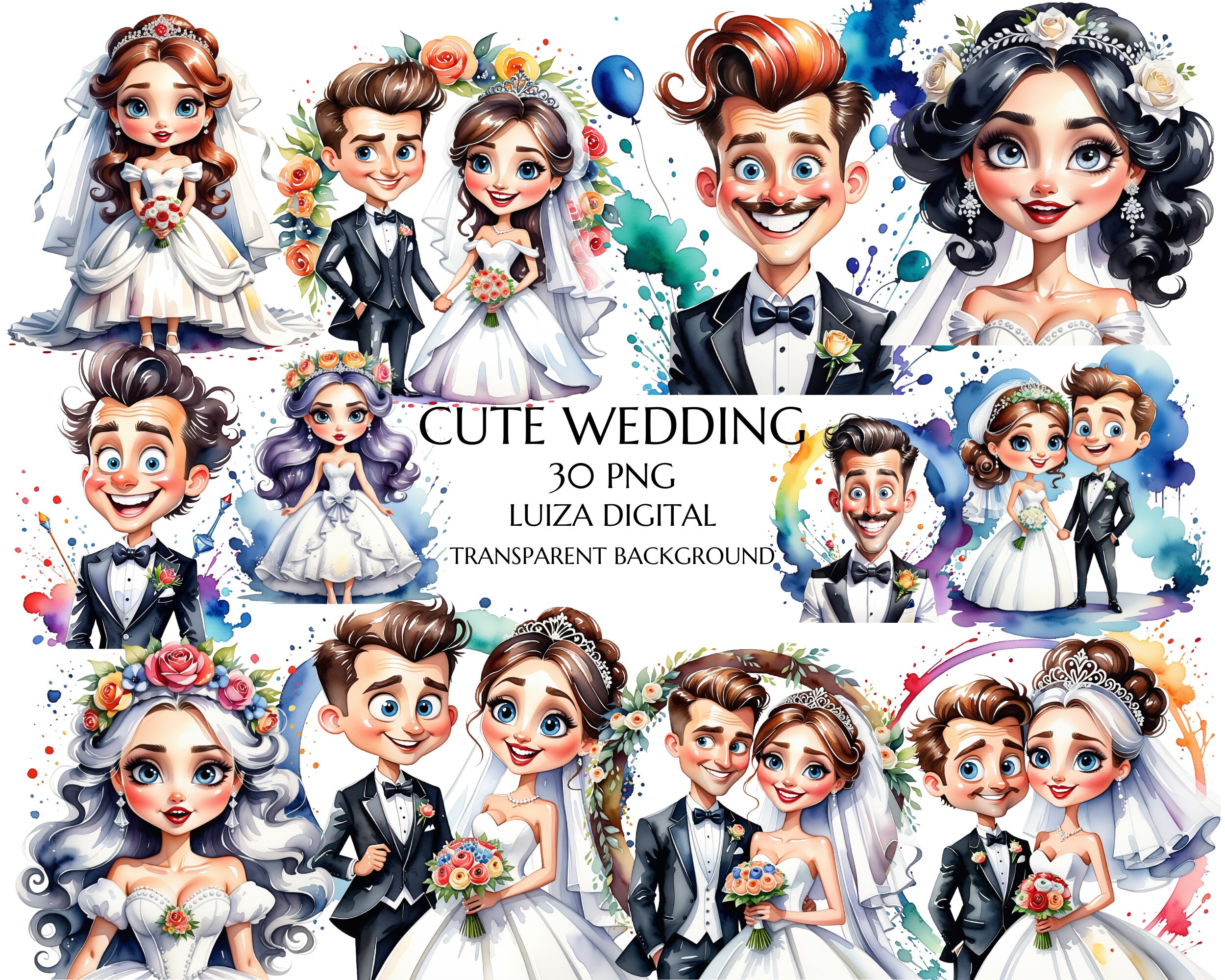 Wedding Clipart, Crazy Bride Clipart Bundle, Crazy Wedding Clipart ...
