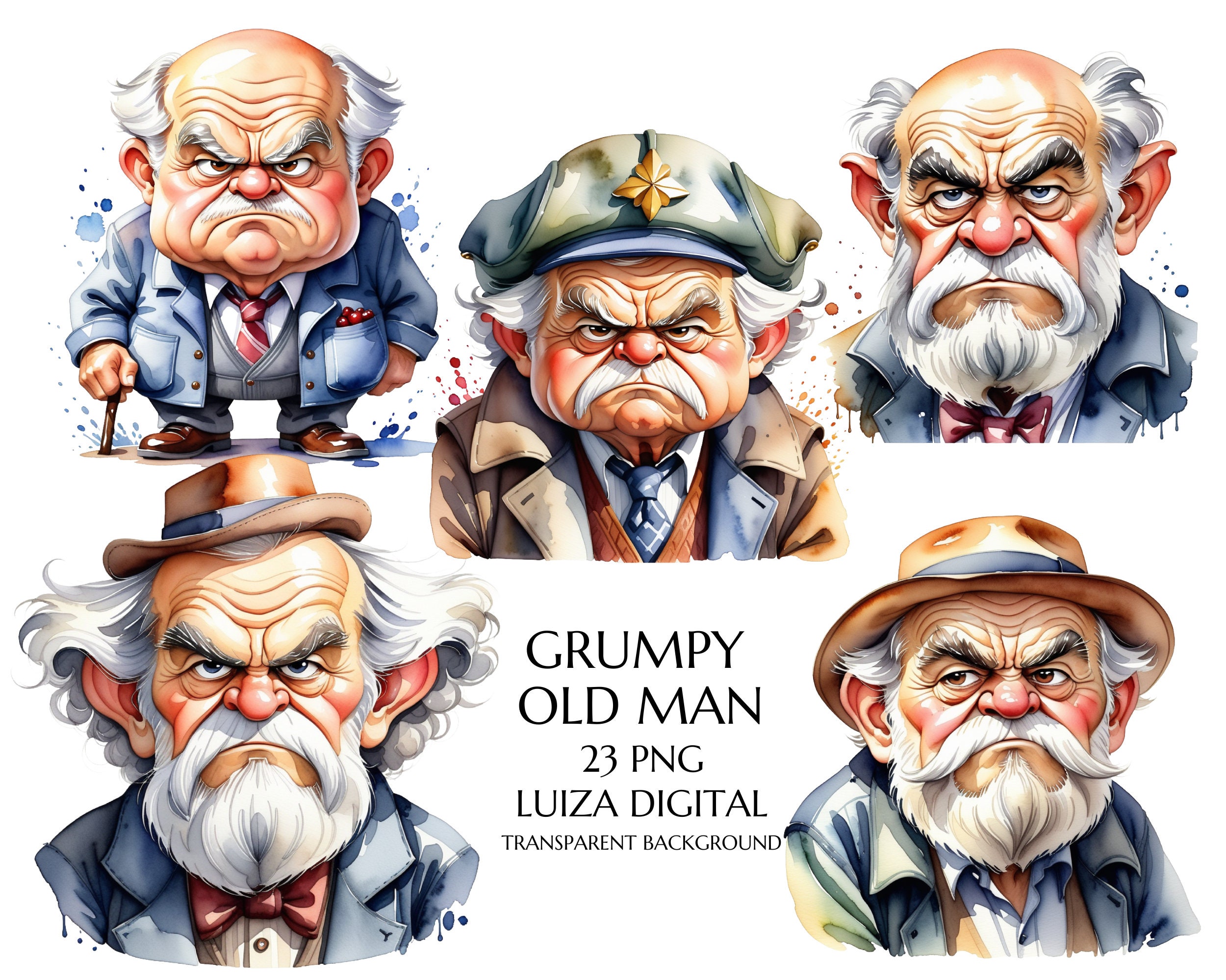 Angry Old Man Clipart PNG, Funny Grumpy Old Man, Happy Man Clipart ...