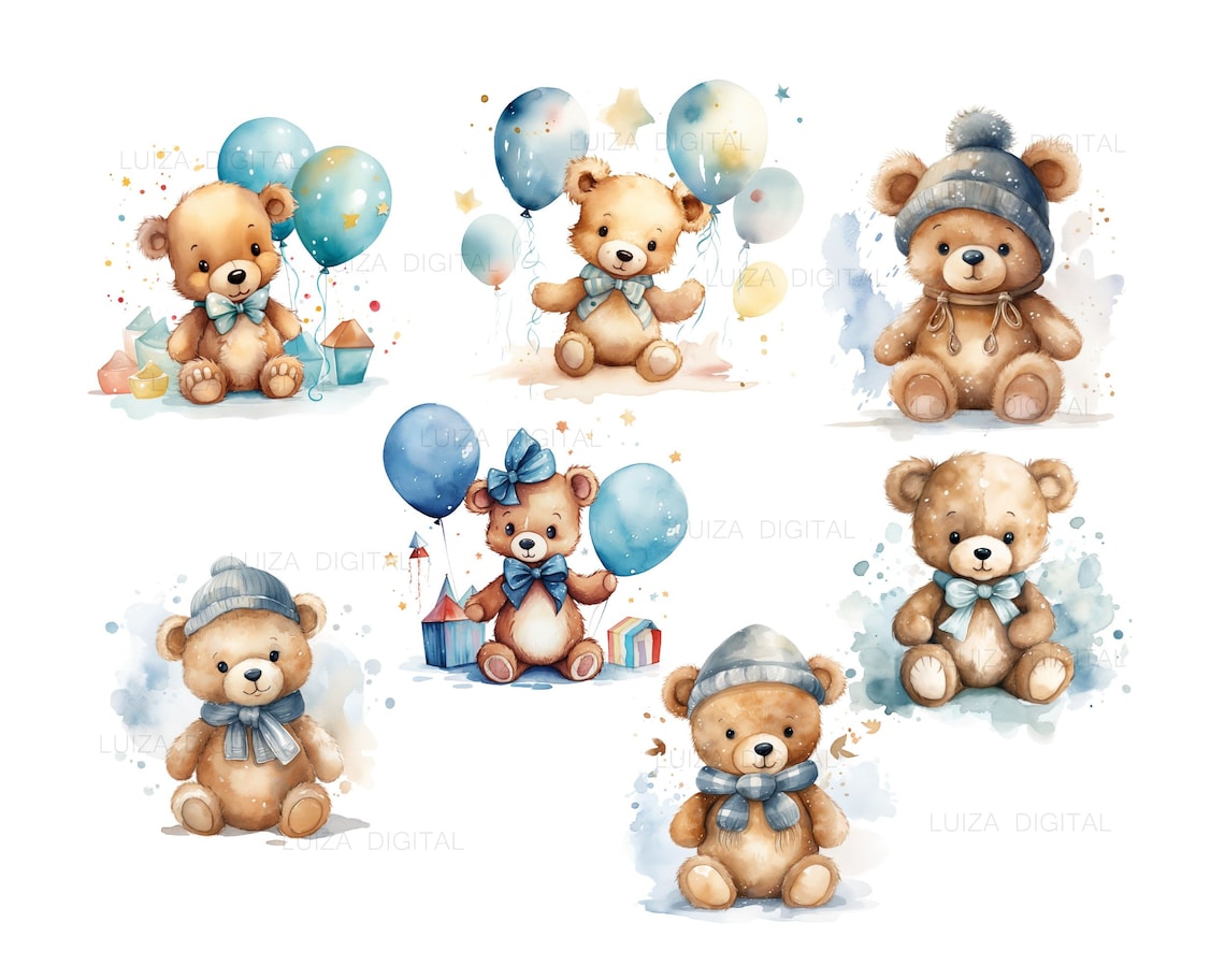 Bear With Balloons PNG, Baby Bear Sublimation, Balloons Clipart, Boy ...