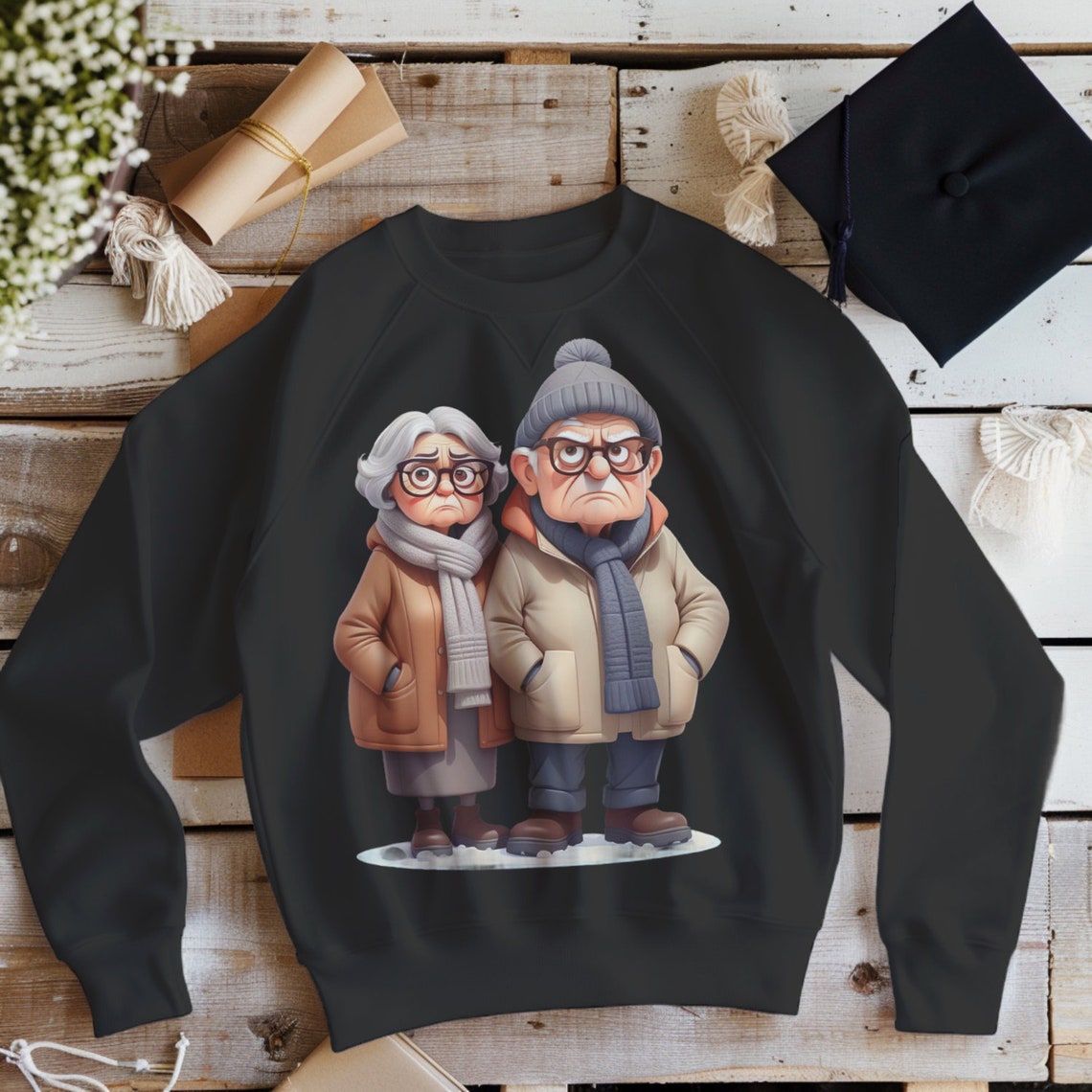 Cute Grumpy Old Couple Clipart, Old Lady and Old Man, Cartoon Grandma ...