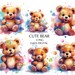 Watercolor Teddy Bear Clipart Spring Teddy Bear PNG Newborn - Etsy