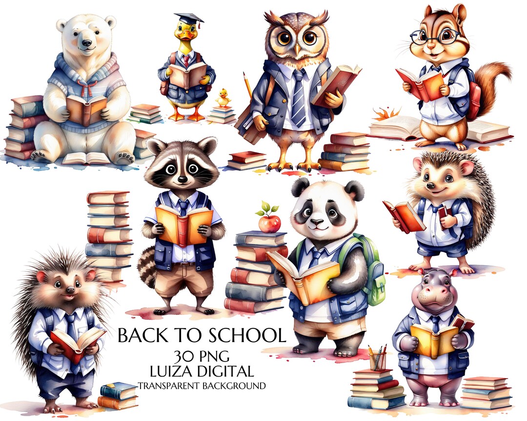 Back to School Woodland Animal Clipart Bundle – Autumn Farm Animals ...