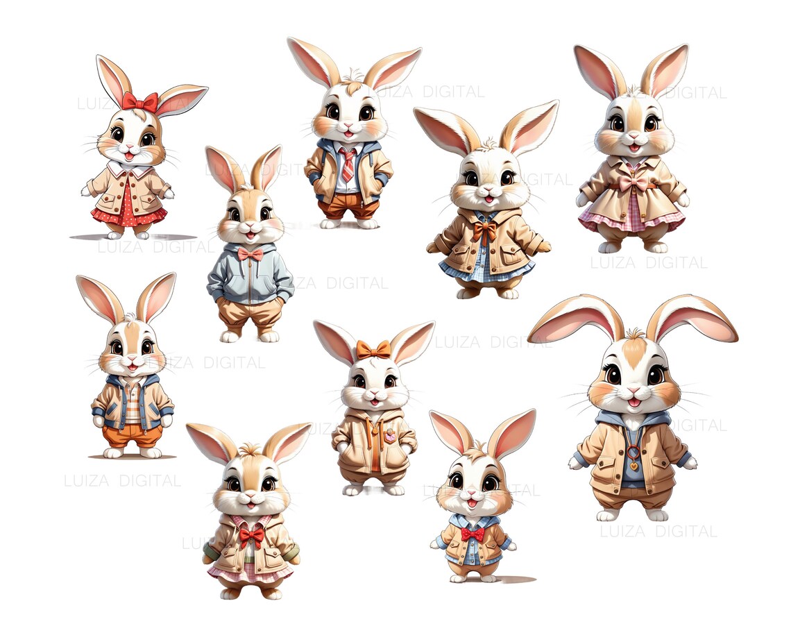 Rabbit Clipart, Cute Bunny Clipart, Cartoon Bunnies Png, Woodland ...