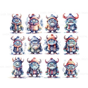 Winter Monsters Clipart, 20 PNG Pastel Christmas Monster Clipart ...
