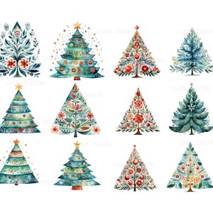 Scandinavian Christmas Tree Clipart – Nordic Folk Art Winter PNG Bundle ...