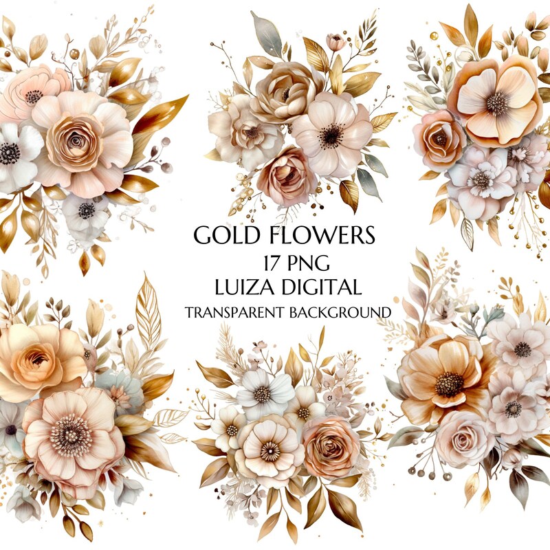 Gold Flowers - Etsy