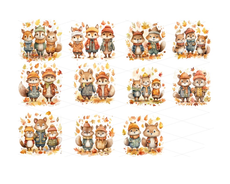 Woodland Animal Clipart, Watercolor Autumn Animal Clipart, Autumn ...