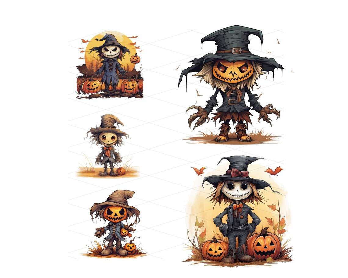 Halloween Scarecrow Clipart, Cute Halloween Scarecrow, Spooky Halloween ...