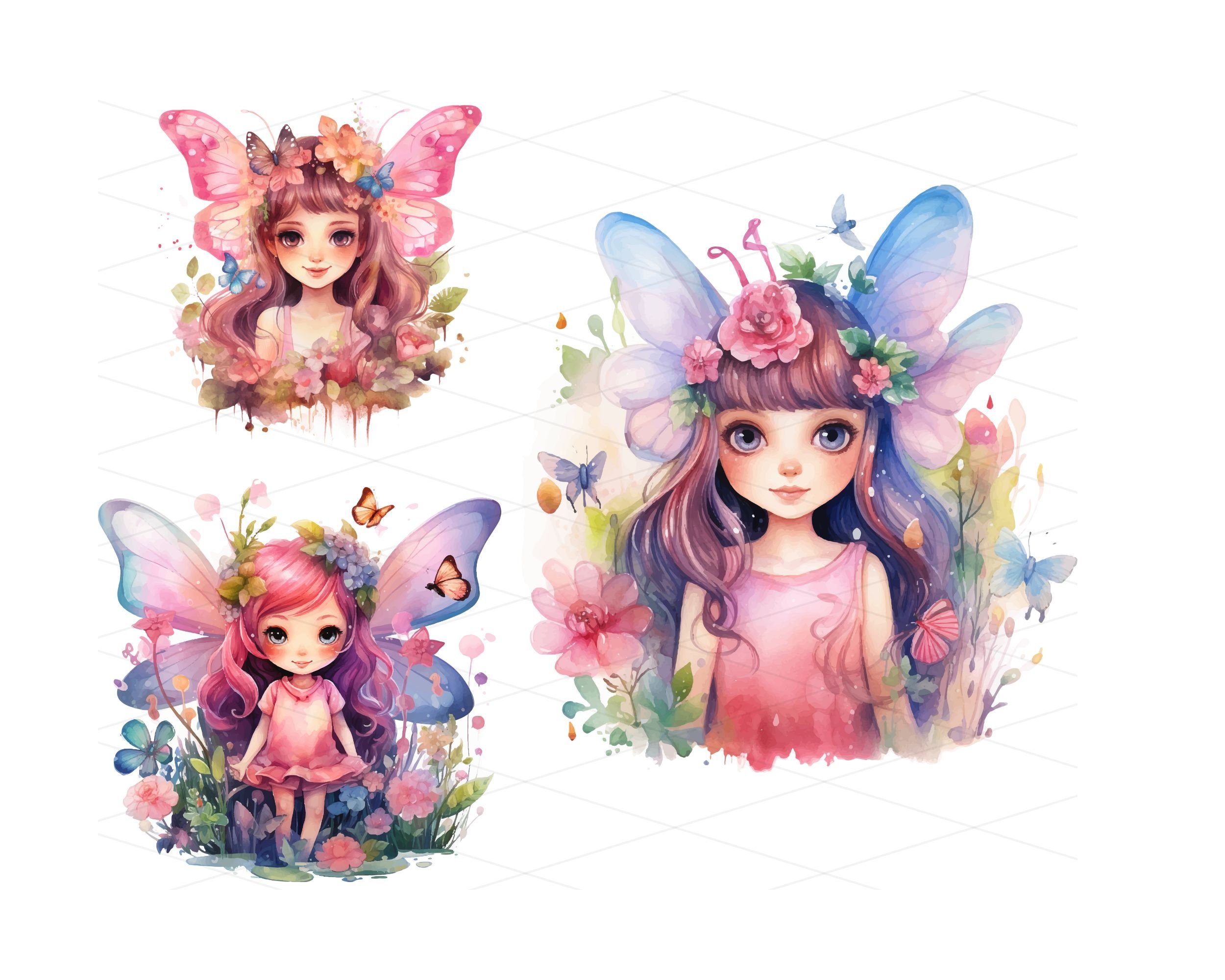 Pink Fairy Garden Clipart, Watercolor Pink Fairy House Clipart, Fairies Watercolor Clipart ...