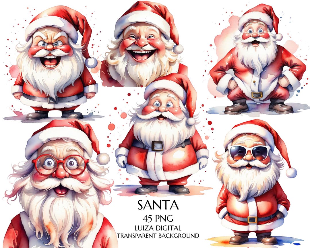 Funny Santa Claus Clipart & Grumpy Santa PNG for Christmas Deocor and ...