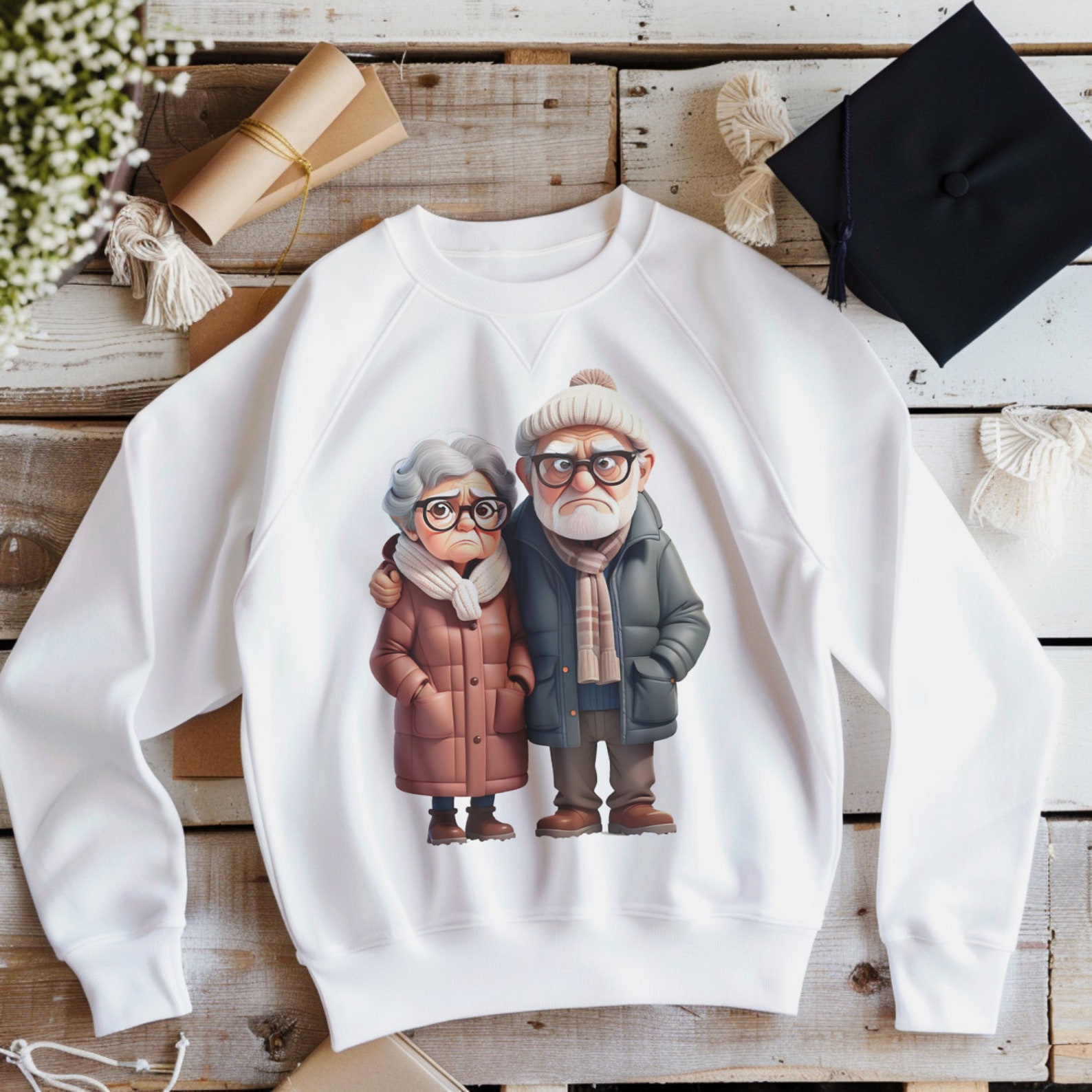 Cute Grumpy Old Couple Clipart, Old Lady and Old Man, Cartoon Grandma ...