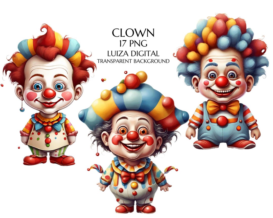 Cute Clown Clipart, Carnival Clipart, Birthday Clipart, Circus Art ...