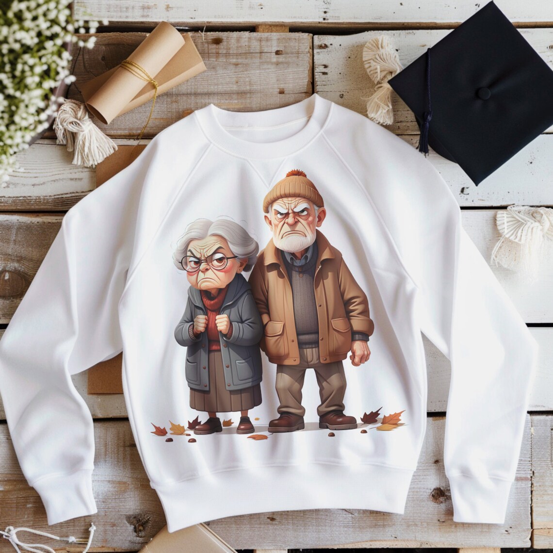 Cute Grumpy Old Couple Clipart, Old Lady and Old Man, Cartoon Grandma ...