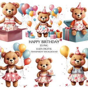 Birthday Teddy Bear Clipart, High Quality PNG, Teddy Bear Clipart, Girl ...