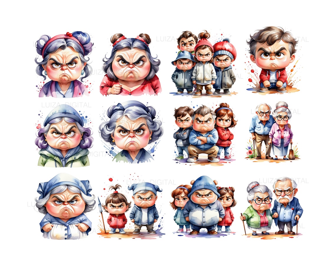 Grumpy Family Clipart PNG, Angry Family Clipart, Angry Woman Clipart ...
