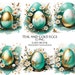 Floral Egg Clipart, Watercolor Easter Eggs Clipart, Teal and Gold 3D ...