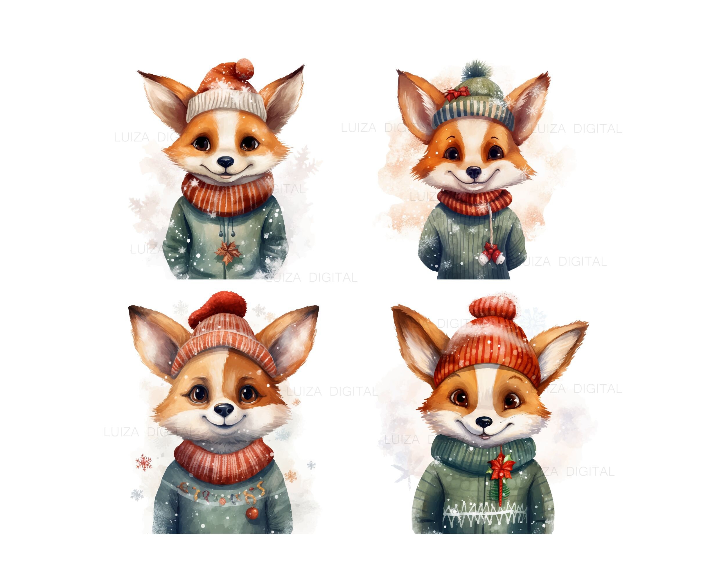 Watercolor Fox Clipart Woodland Animal Png Clipart Funny Fox - Etsy