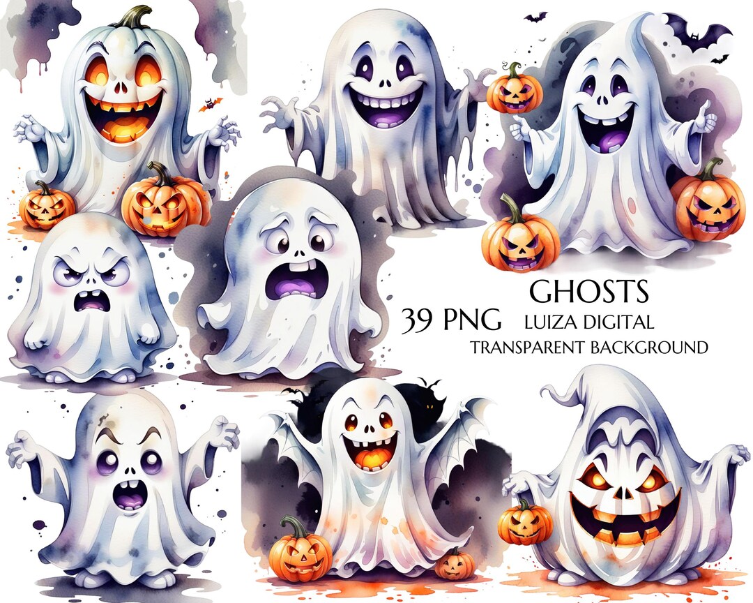 Ghost Clipart, Halloween Ghost Clipart, Halloween Decor, Crazy Ghost ...