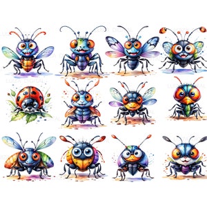 Cute Bug Clipart Bundle, Funny Bug Clipart, Commercial Use, Digital ...