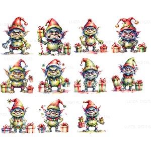 Watercolor Christmas Grumpy Troll Clipart Bundle, Grumpy Christmas ...