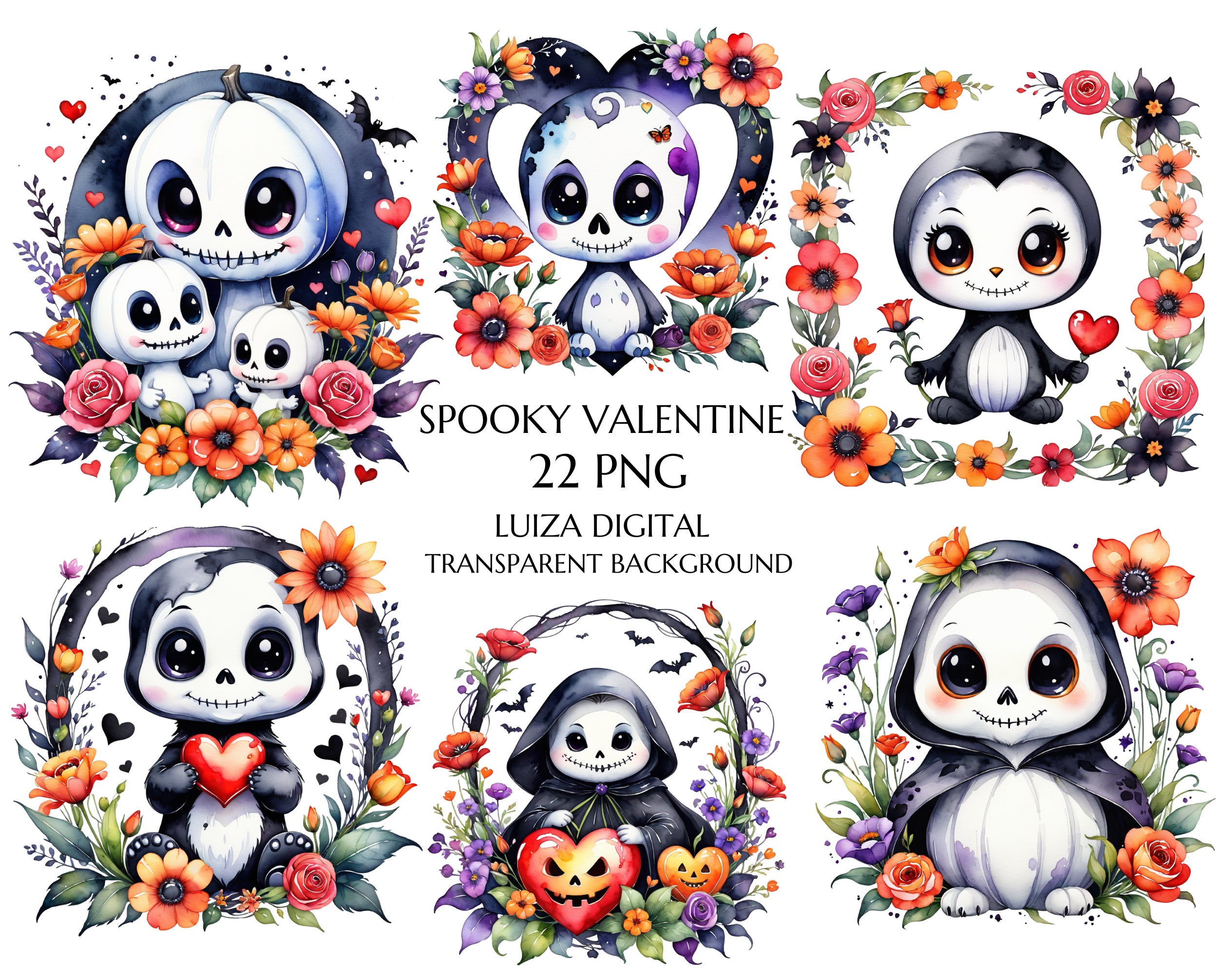 Boho Ghost Clipart, Floral Ghost Clipart, Cute Watercolor Ghost, Boo ...