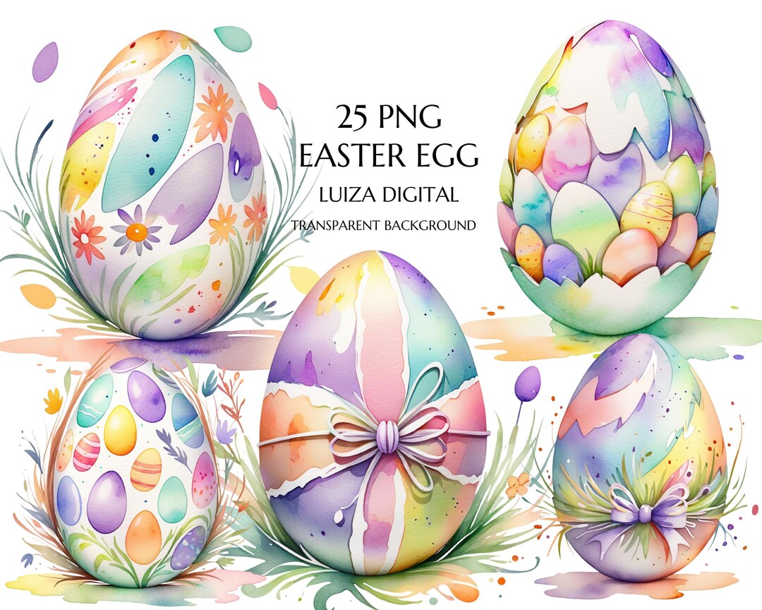 Pastel Easter Egg Clipart, Spring Clipart, Easter Eggs With Flowers ...