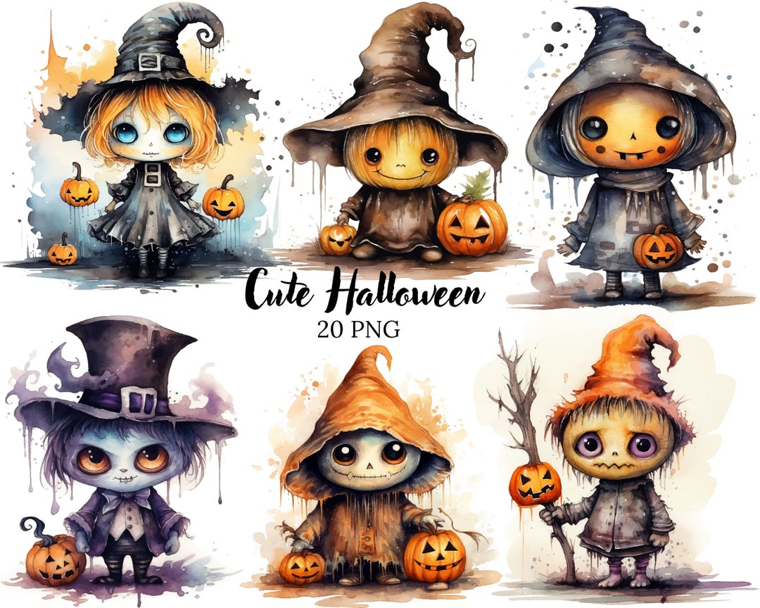 Watercolor Halloween Clipart, Cute Halloween, Pastel Halloween Clipart ...