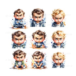 Grumpy Little Boy Clipart PNG, Funny Boy, Angry Boy Clipart, Cartoon ...
