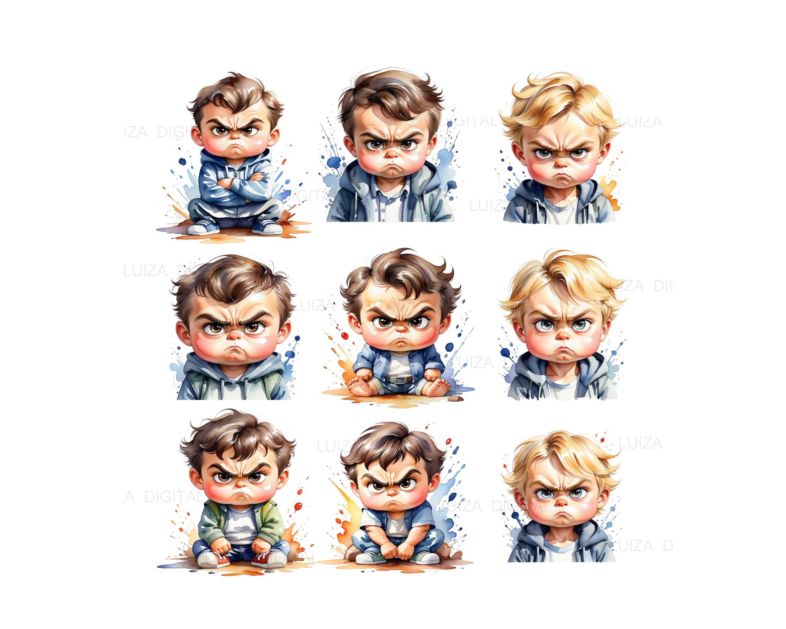 Grumpy Little Boy Clipart PNG, Funny Boy, Angry Boy Clipart, Cartoon ...