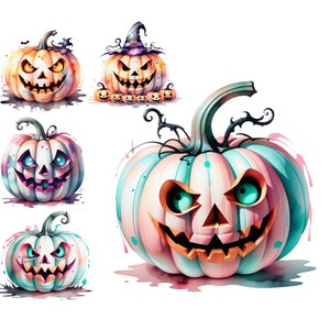 Halloween Dark Pumpkin Clipart Bundle, Spooky Pumpkin PNG, Scary ...
