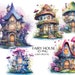 Pastel Fairy House Clipart, Watercolor Fairies Magical Garden Clipart ...