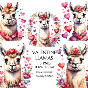 Love Alpacas Clipart, Floral Llamas Clipart, Nursery Clipart, Valentine ...