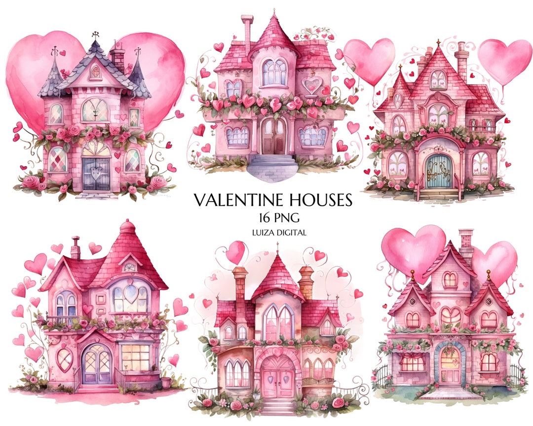 Watercolor Valentines House Clipart, Whimsical Sweet Home Png, Gnome ...