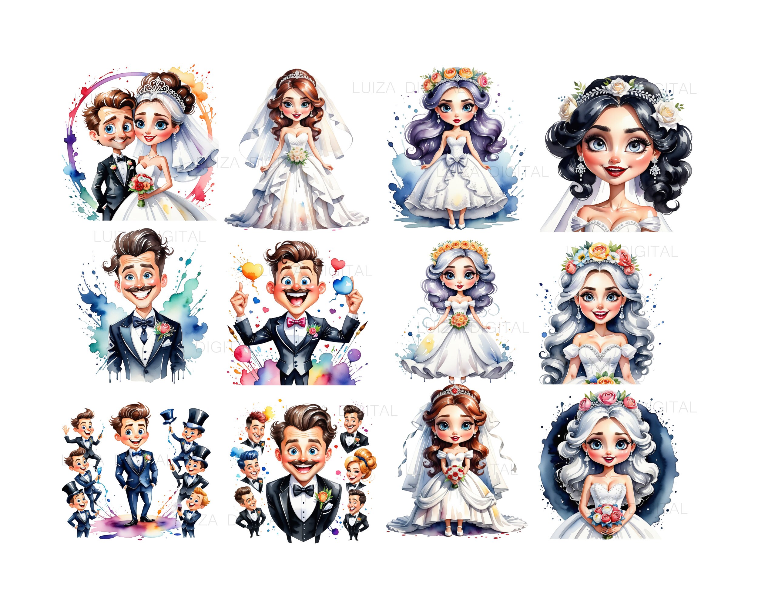 Wedding Clipart, Crazy Bride Clipart Bundle, Crazy Wedding Clipart ...