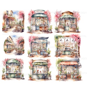 Paris Cafe Clipart Watercolor, Parisian Restaurant, French Cafe ...
