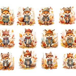 Autumn Cute Fox Clipart, Autumn Clipart, Watercolor Clipart, Fall Fox ...