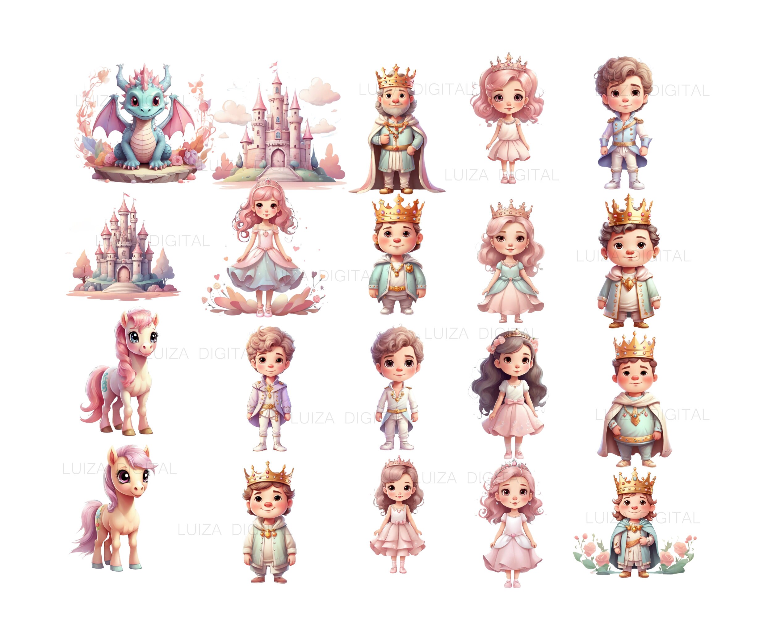 Little Princess Clipart Watercolor Princess Clipart Fairytale Clipart ...