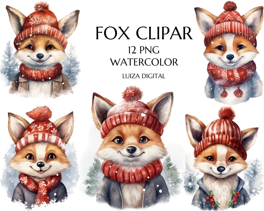 Watercolor Fox Clipart, Woodland Animal Png Clipart, Christmas Fox ...