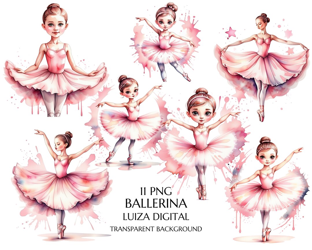 Ballerina Clipart, Cute Ballet Clipart, Watercolor Pink Ballerina, Tutu ...