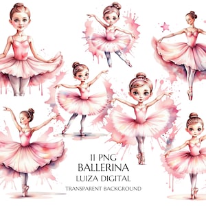 Ballerina Clipart, Cute Ballet Clipart, Watercolor Pink Ballerina, Tutu ...