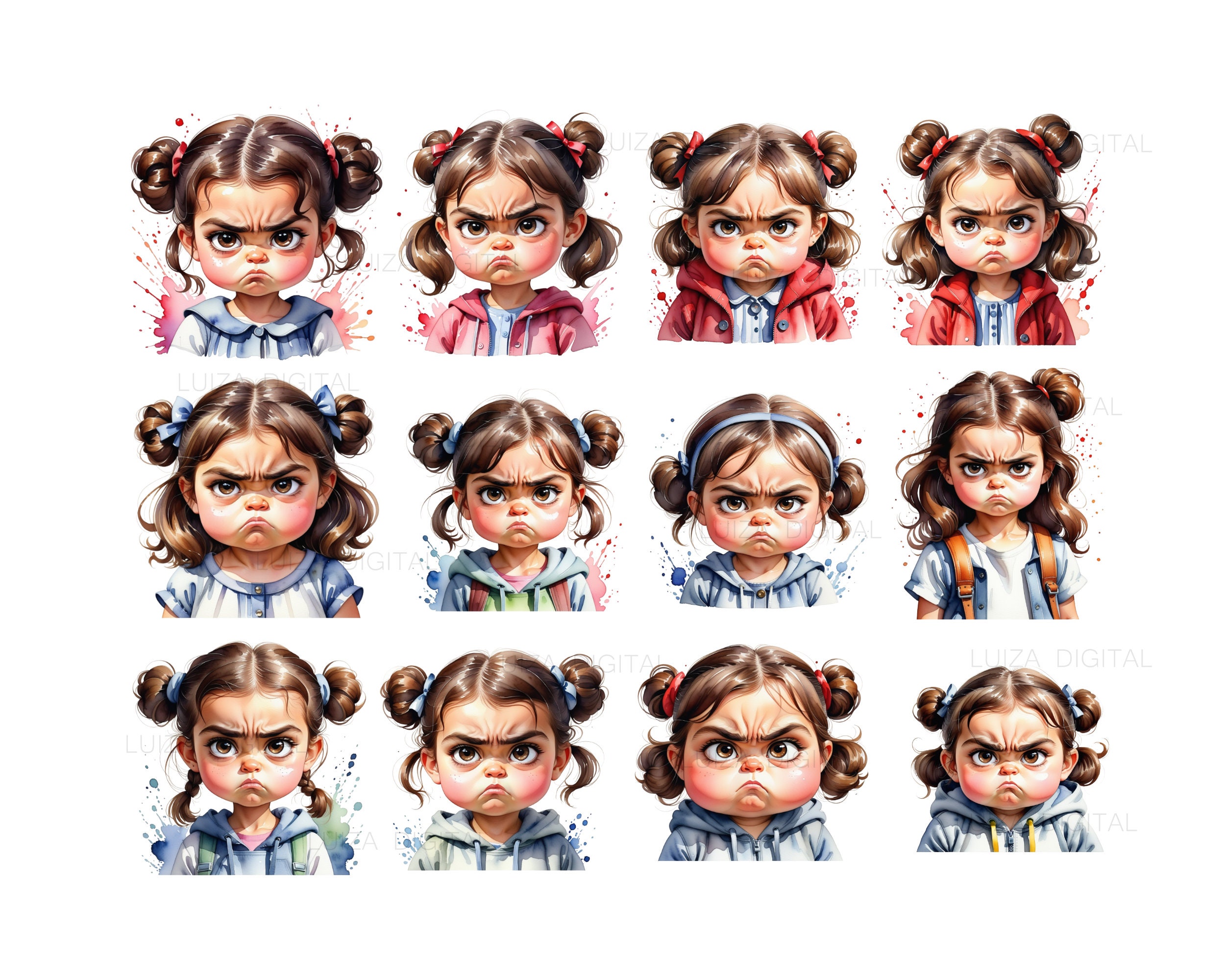 Grumpy Little Girl Clipart PNG, Funny Girl, Angry Girl Clipart, Cartoon ...