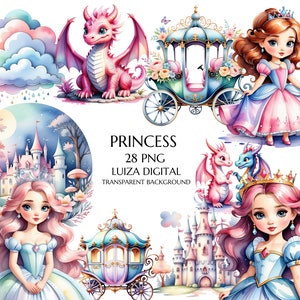 Little Princess Clipart Watercolor Princess Clipart Fairytale Clipart ...
