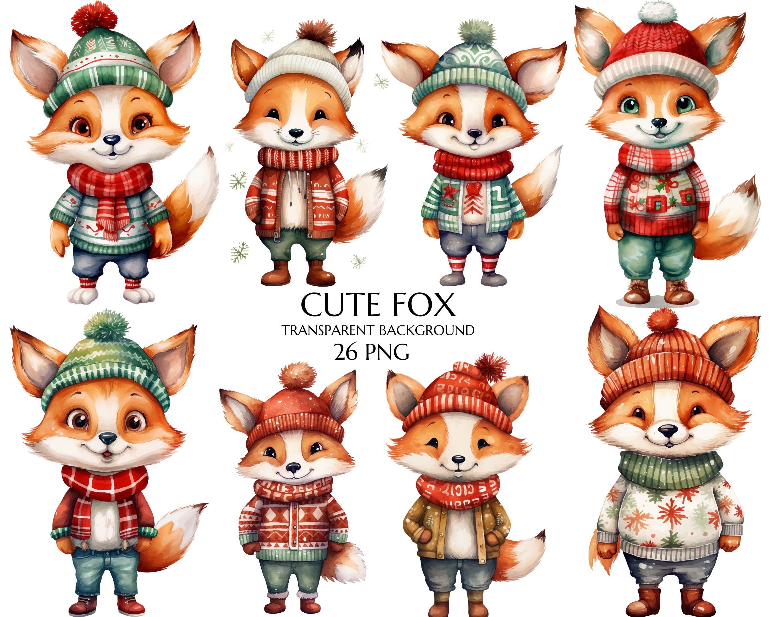 Watercolor Fox Clipart, Woodland Animal Png Clipart, Funny Fox Clipart ...