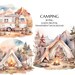 Watercolor Boho Caravan Clipart Bundle, Cute Floral Camper Vans, Cozy ...