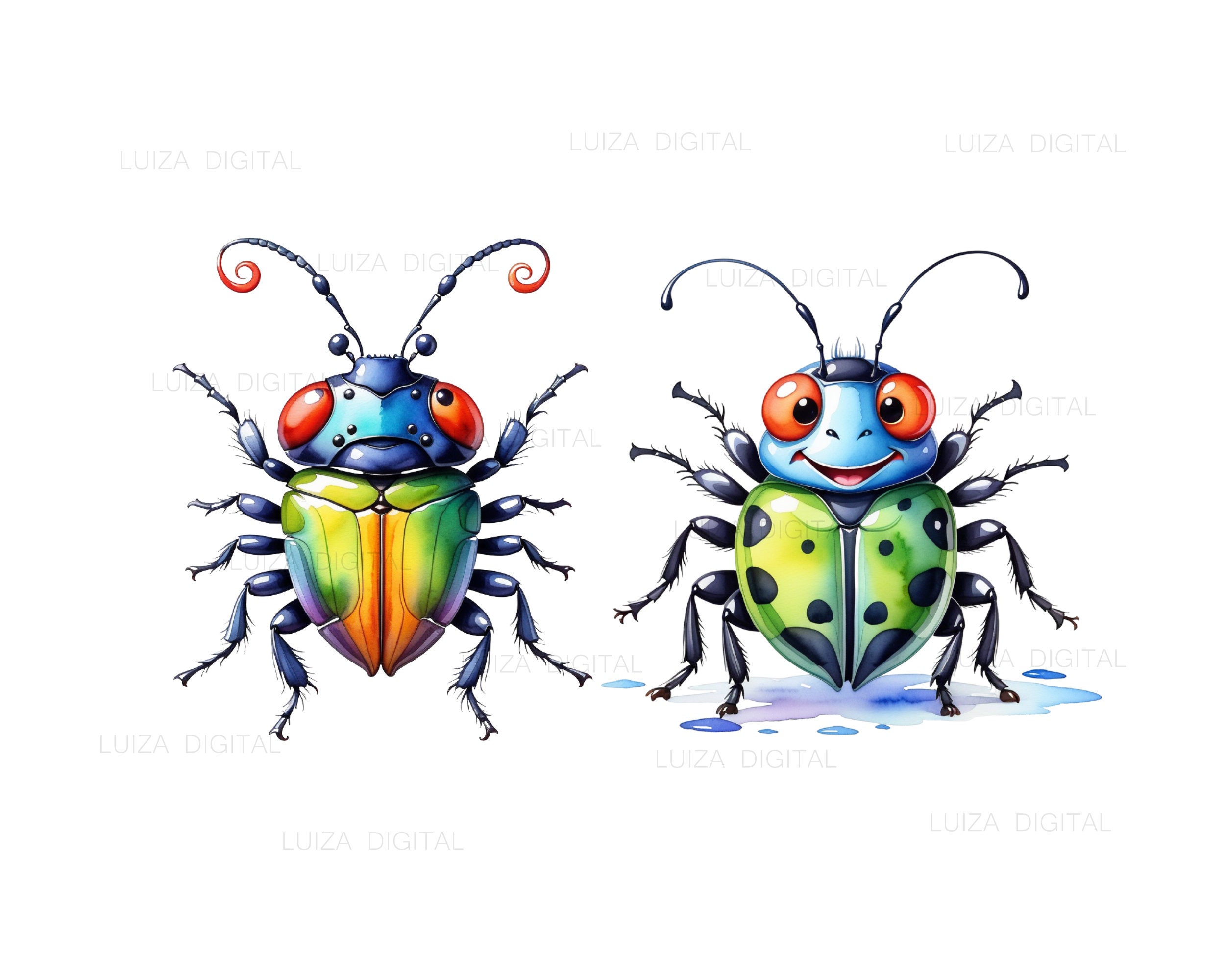 Cute Bug Clipart Bundle, Funny Bug Clipart, Commercial Use, Digital ...