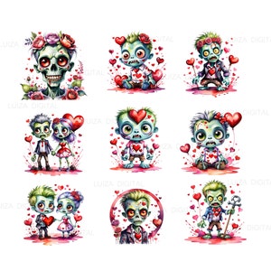 Zombie Valentine Png, Spooky Valentines Clipart, Floral Zombie PNG ...