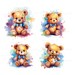 Watercolor Teddy Bear Clipart Spring Teddy Bear PNG Newborn - Etsy